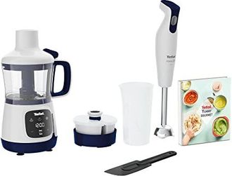 T-fal HB55W4 Yummy Gourmet Babynahrungszubereiter | inkl. Stabmixer, Spatel, Messbecher, 2x Keramikvorratsbehälter, Rezeptbuch | Touchscreen | spülmaschinen