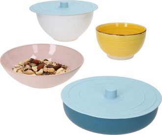 MamboCat 2er Set Flex Frischhaltedeckel hellblau I Ø 20cm I Wiederverwendbare Silikon-Deckel für Schalen, Töpfe, Tiefe Teller & Co I Universaldeckel