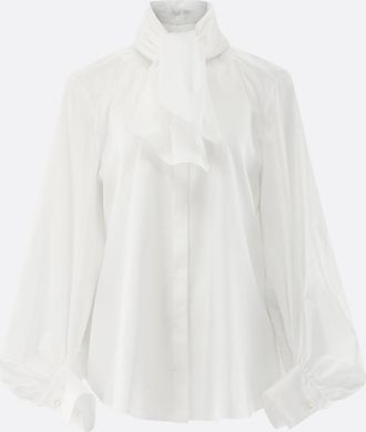 van Laack Stehkragenbluse mit Ballonärmeln