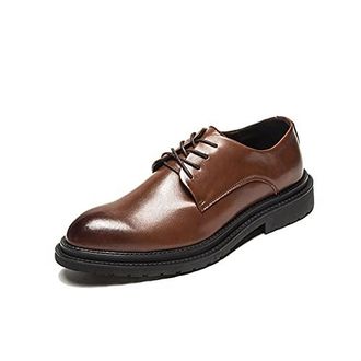 Generic Chaussures habill&eacute;es for Hommes, Lacets, Bout Rond Bruni, Cuir Confortable, Talon carr&eacute;, Semelle en Caoutchouc antid&eacute;rapante, Tige Basse, Mariage(Marr