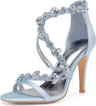 Generic Chaussures De Mariage Femme Talon Aiguille Sandales Chic Satin Mari&eacute;e Dress F&ecirc;te Open Toe Chaussure Escarpin 10.5Cm,Sky Blue,36 EU