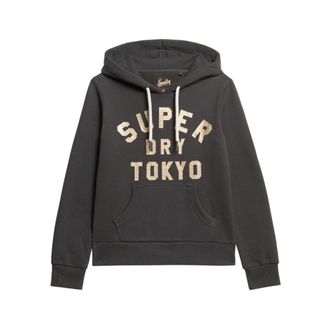 Superdry Femme, Sweatshirts et sweats à capuche, Noir, Taille: 40 FR Sweat à Capuche Logo Graphique Pailleté Noir