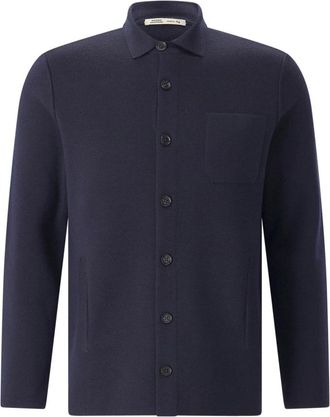 Maurizio Baldassari Homme, Pulls, Bleu, Taille: 2XL Cardigan &agrave; col chemise
