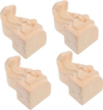 Artibetter 4 St&uuml;ck Teiliges Geschnitzte M&ouml;belbeine aus Robustem Gummibaumholz Kurze Tisch Sofabeine Europ&auml;isches Design Langlebig und Einfach zu Montieren Ersatz