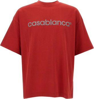 Casablanca T-shirt oversize avec &eacute;cusson logo r&eacute;fl&eacute;chissant - Homme - Tops - Rouge - Taille: M