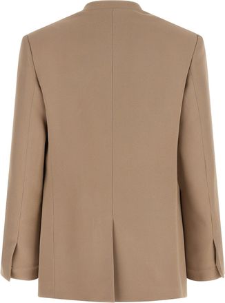 Fabiana Filippi Linen-Viscose Twill V-Neck Blazer - Camel
