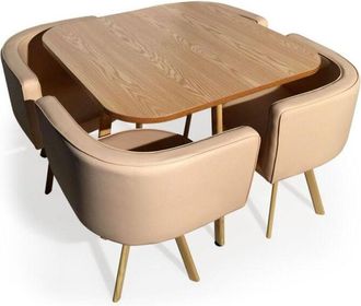 Paris Prix Ensemble Table de Repas & 4 Chaises Design Norway Beige