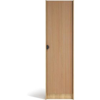 HERDASA Herdasa, Meuble à chaussures haut NUX en mélamine, 175x50x24 cm - chêne doré et portes effet lattes