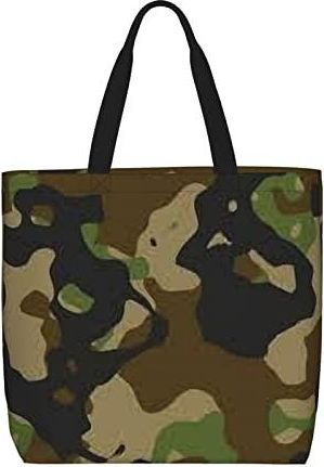Generic Sac Fourre-Tout Camouflage Noir Sac Biblioth&egrave;que Personnaliser Lavables Sacs En Toile Pour Femmes, Pour Tous Les Jours, Shopping, Filles, &Eacute;cole