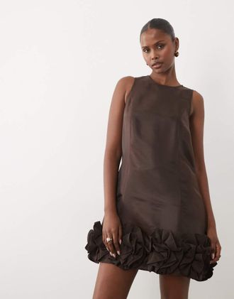Vero Moda Robe courte &agrave; volants - Marron chocolat