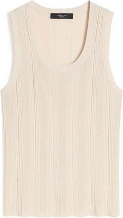 Max Mara Femme, Tops, Beige, Taille: 42 FR Viscose Yarn Sleeveless Top