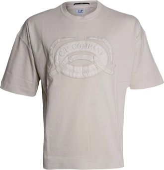 C.P. Company C.p. Company, Homme, Tops, Gris, Taille: L T-Shirt Boxy Logo Manches Courtes en Jersey 20/1