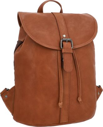 Gusti Rucksack Leder - Bennett Cityrucksack aus Rindsleder, Damen und Herren, Braun, mit Kordelzug & Steckverschluss, 13 Laptopfach, Daypack Rucksack Damen,