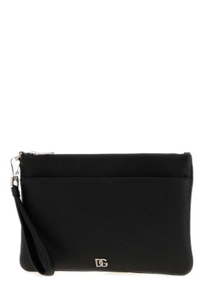 Dolce & Gabbana Mens Black Leather Clutch Nero Borse A Mano