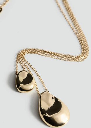 Mango Collier &agrave; double pendentif gouttes or - Femme - Taille unique - MANGO