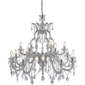 Searchlight Searchlight - Lustre marie therese 18L m&eacute;tal chrome avec pampille cristal E14 18x60w max diam&egrave;tre 98cm