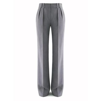 Jil Sander Pantalon large taille haute pliss&eacute; - Femme - Pantalons - Gris - Taille: 40 FR