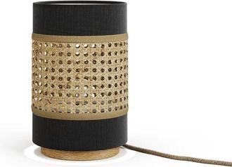 Vicco Lampe de table Morten, rotin/noir, 17.5x26.5cm, Vicco