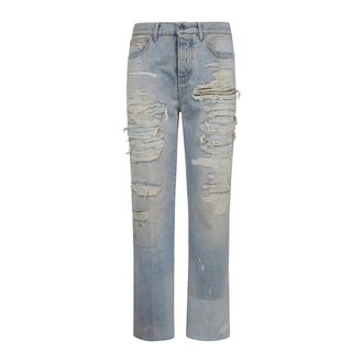 Amiri Distressed Straight Leg Jeans - - Jeans - Herren - Blau - W32