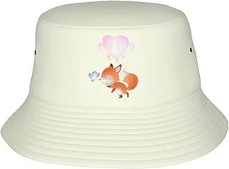 Generic Personnalisé Seau Chapeau Un Adorable Petit Renard Vole avec Un Ballon Chapeaux de Visière Mode Bobs Homme pour Chasse Plage Filles