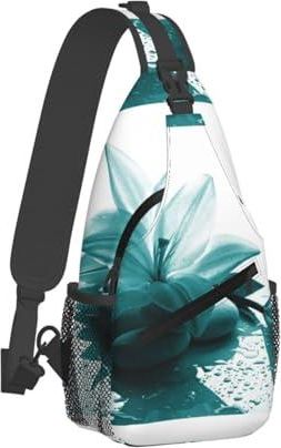 Generic Sacoche Bandouliere Lys turquoise Antivol Sac &agrave; Bandouli&egrave;re Casual Sac &agrave; Poitrine pour Randonn&eacute;e Cyclisme Camping