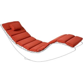 Beliani Auflage für Gartenliege Rot Stoff Gesteppt 180x60x5 cm UV-Beständig Modernes Design Liegenauflage mit Kissen und Befestigungsbändern