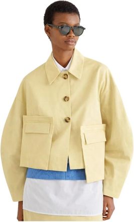 Meimeij Femme, Vestes, Jaune, Taille: 44 FR Veste chemise doubl&eacute;e &agrave; col