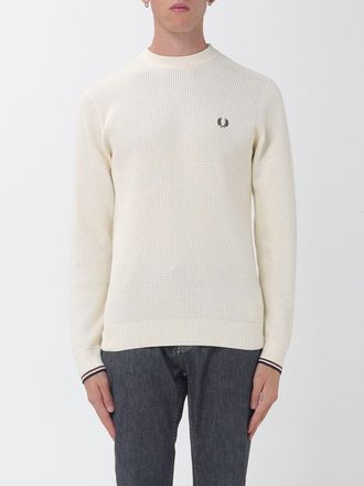 Fred Perry Pull &agrave; col rond en coton avec logo contrastant et bords c&ocirc;tel&eacute;s