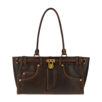 Michael Kors Hamilton Moderne Small Burnished Leather Satchel - Femme - Sacs - Brun - Taille: ONE Size