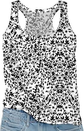 Generic Debardeur Femme Chic et &eacute;l&eacute;gant Chemisier sans Manche Imprim&eacute; D&eacute;bardeur Crop Top Ete Haut Chic et Elegant Caraco Vetement Femme Ete Veste Tee Shirt sa