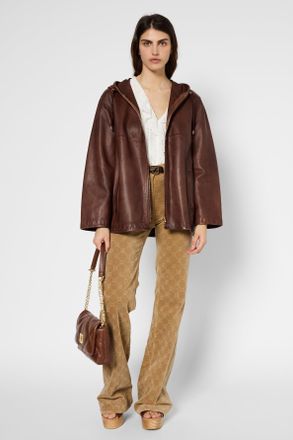 Gerard Darel Veste en cuir &agrave; capuche - BAYLIE - Cigare