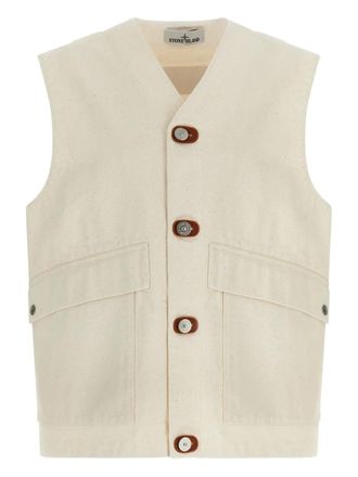 Stone Island gilet boutonn&eacute; &agrave; col v - Tons neutres