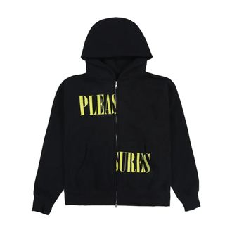 Pleasures Split Zip Hoodie Schwarz Vintage Stil - - Sweatshirts & Hoodies - Herren - Schwarzk - M