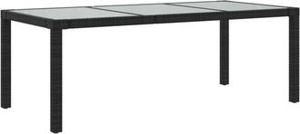 vidaXL Vidaxl - Table de jardin Noir 190x90x75 cm Verre tremp&eacute;/r&eacute;sine tress&eacute;e