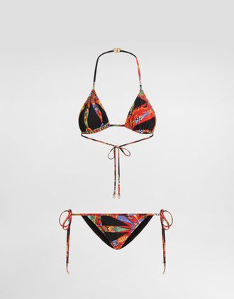 Dolce & Gabbana Triangel-bikini In Carretto-print - Frau Collection Multicolor 4