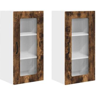 vidaXL Küchenwandschrank 2 pcs Geräucherte Eiche 40 x 31 x 80 cm vidaXL