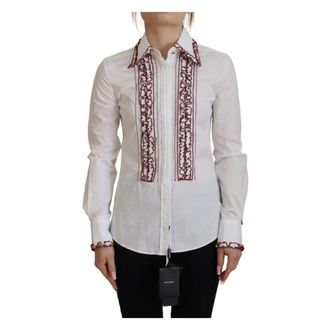 Dolce & Gabbana Lace Long Sleeve Ruffle Collar Top - - Blouses & Shirts - Damen - Wei&szlig; - XS