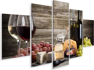 Islandburner Prime Bild auf Leinwand Wein Und Käse Stillleben Wandbild Poster Kunstdruck Bilder