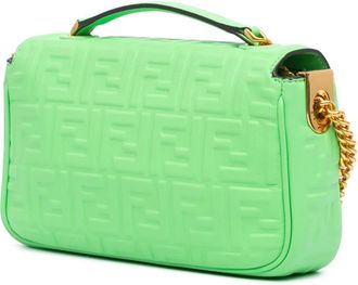 Fendi Hobo Bags - Zucca Embossed Leather Chain Midi Baguette - Gr. unisize - in Gr&uuml;n - f&uuml;r Damen