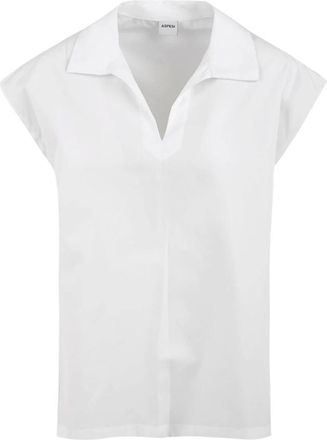 Aspesi Femme, Blouses et Chemises, Blanc, Taille: 34 FR Haut en Lin &agrave; Col V