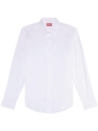 Diesel chemise S-Benny-CL &agrave; logo brod&eacute; - Blanc