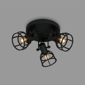 Briloner Leuchten Deckenlampe retro mit Gitterschirm, 3-flammige Deckenleuchte vintage, E14 Fassung max. 25 Watt, verstellbare Lampenschirme, rustikaler Decken