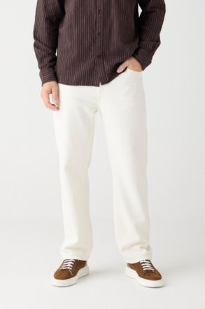Knowledge Cotton Apparel Herren vegan Hose Wide Twill Flint Egret Wei&Atilde;Y