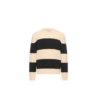 Moncler Moncler Striped Wool Blend Boucl&eacute; Jumper, Men, White, Size: 3xl