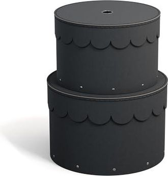 Bigso Box of Sweden BIGSO WILMA 2er-Set runde Aufbewahrungsbox mit Deckel - Ordnungsbox mit Deckel f&uuml;r Kleidung, Spielzeug usw. - Dekorative runde Box aus Faserplatte und