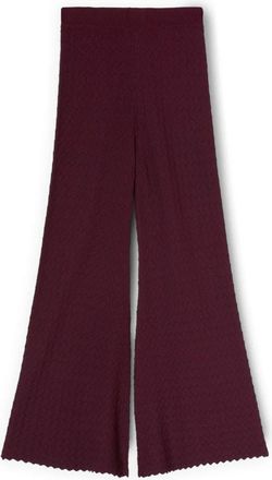 Motivi Femme, Pantalons, Rouge, Taille: 40 FR Pantalon en maille &agrave; effet dentelle
