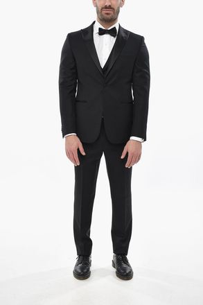 Corneliani CODE 3-teiliger Anzug aus Schurwolle mit spitzem Satinrevers Corneliani