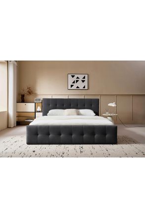 Boxxx Polsterbett, Dunkelgrau, Holz, Pappel, massiv, 140x200 cm, gepolstertes Kopfteil, Stoffauswahl, in verschiedenen Gr&ouml;&szlig;en erh&auml;ltlich, Schlafzimmer, Bett