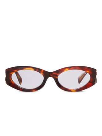 Miu Miu Eyewear lunettes de soleil &agrave; monture ovale - Marron