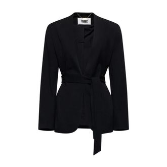 Silvian Heach Blazer mit geknotetem G&uuml;rtel und Revers - - Jackets - Damen - Schwarzk - L